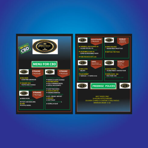 Menu card design font and back - MasterBundles