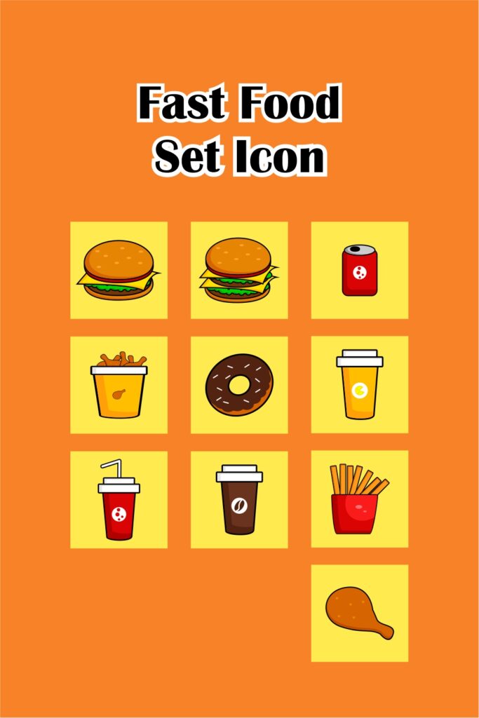 Fast food set icon - MasterBundles