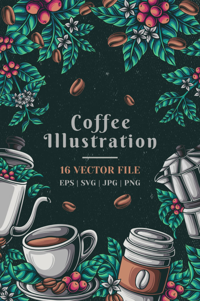 16 Coffee Vector Illustration - Only $10 - MasterBundles