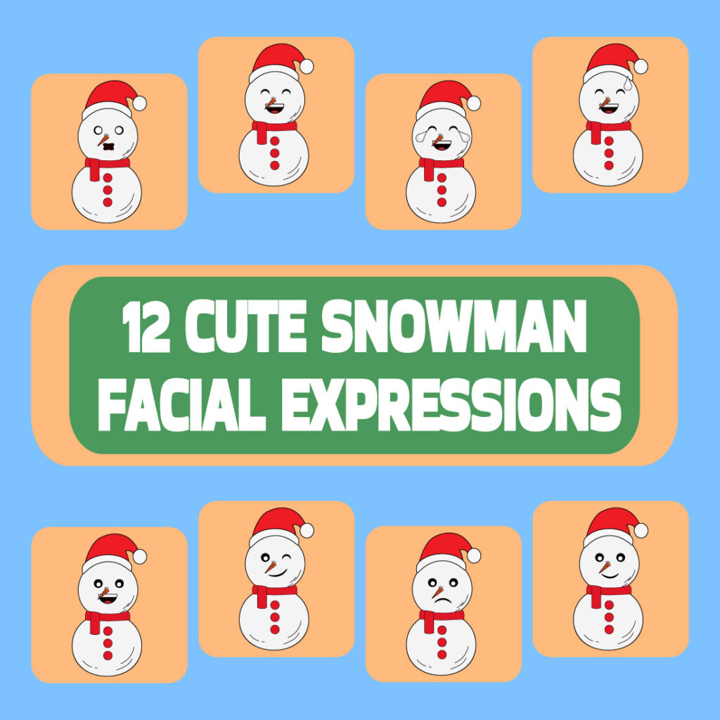 12 Cute Snowman Facial Expressions - Only $9 - MasterBundles
