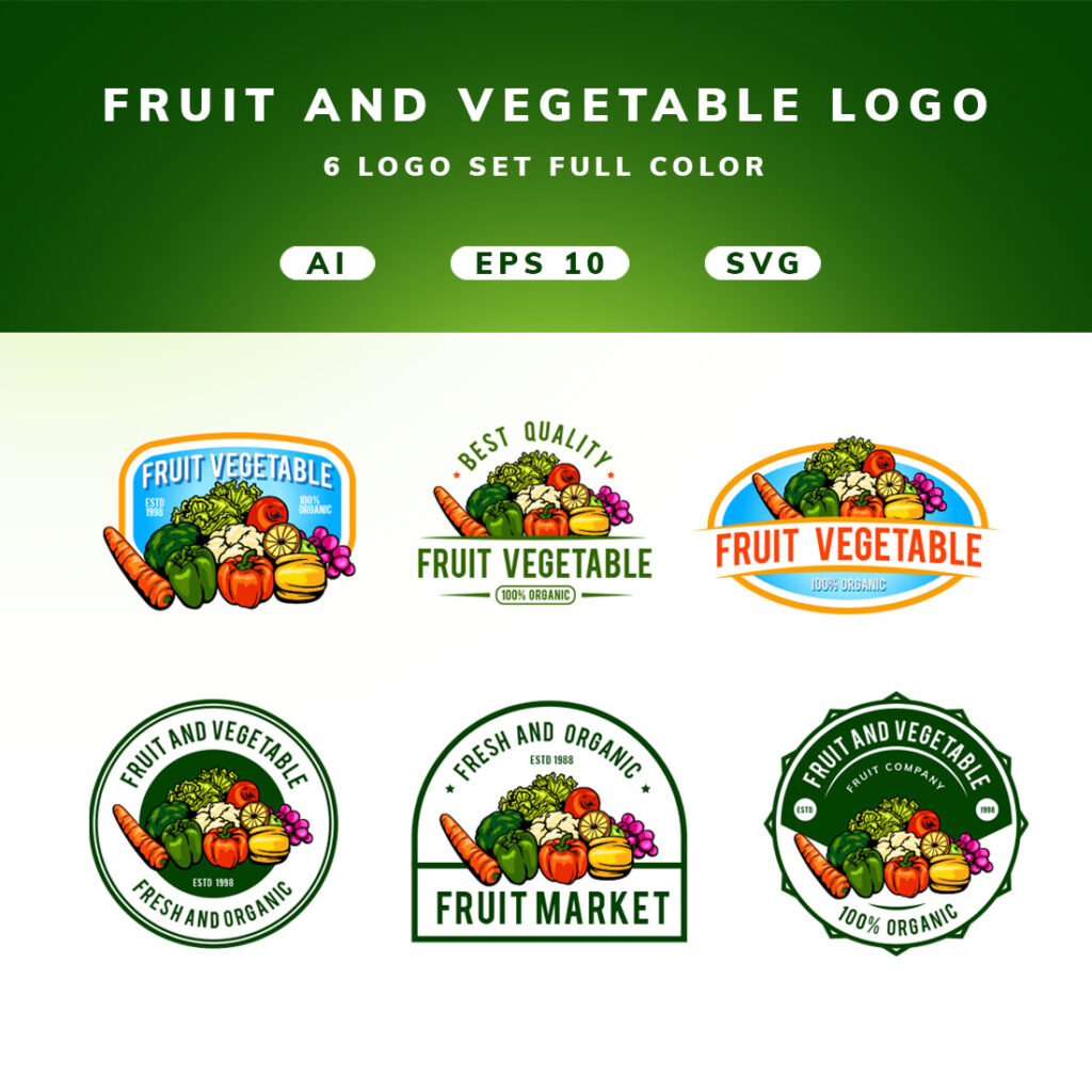6 fruit and vegetable logo bundle – only $ 9 - MasterBundles