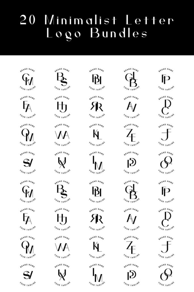 20 Minimalist Elegant Letter Logo - Bundles - MasterBundles