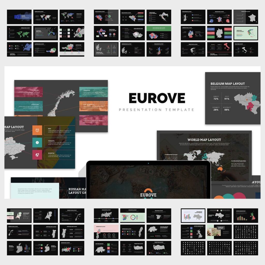 Eurove : Europe Area Map Powerpoint – MasterBundles
