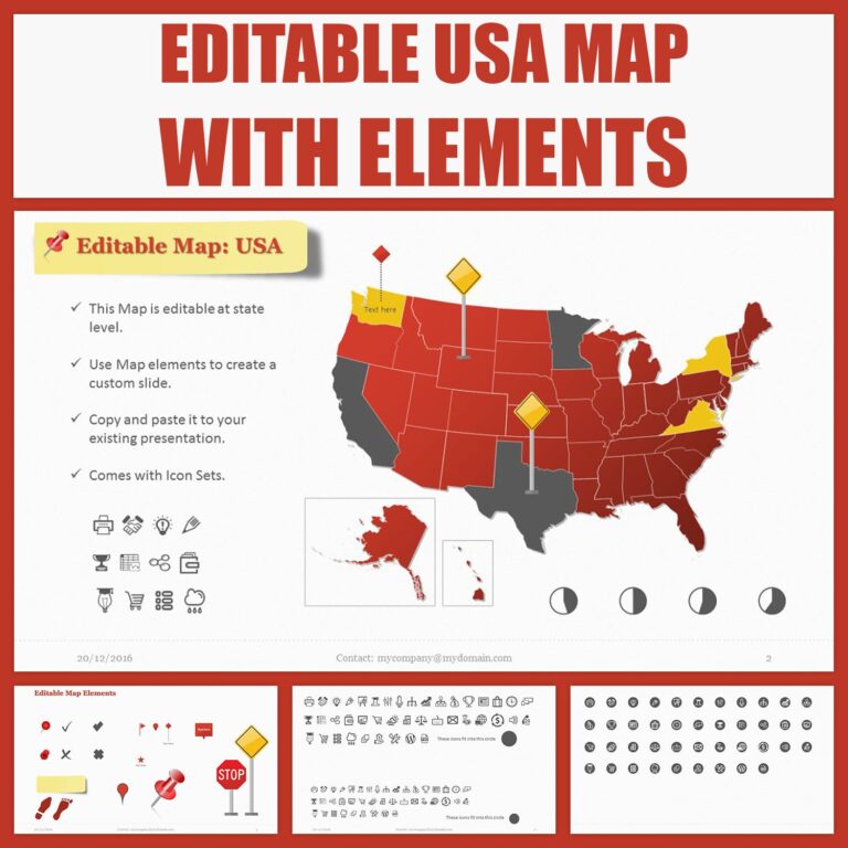 Editable USA Map with Elements.PP – MasterBundles