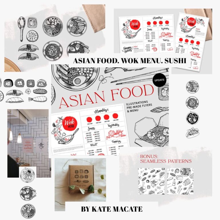 11 Korean Food Set Menu Illustration - MasterBundles