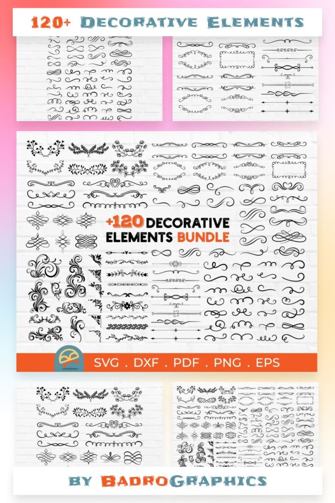 120+ Decorative Elements SVG – MasterBundles