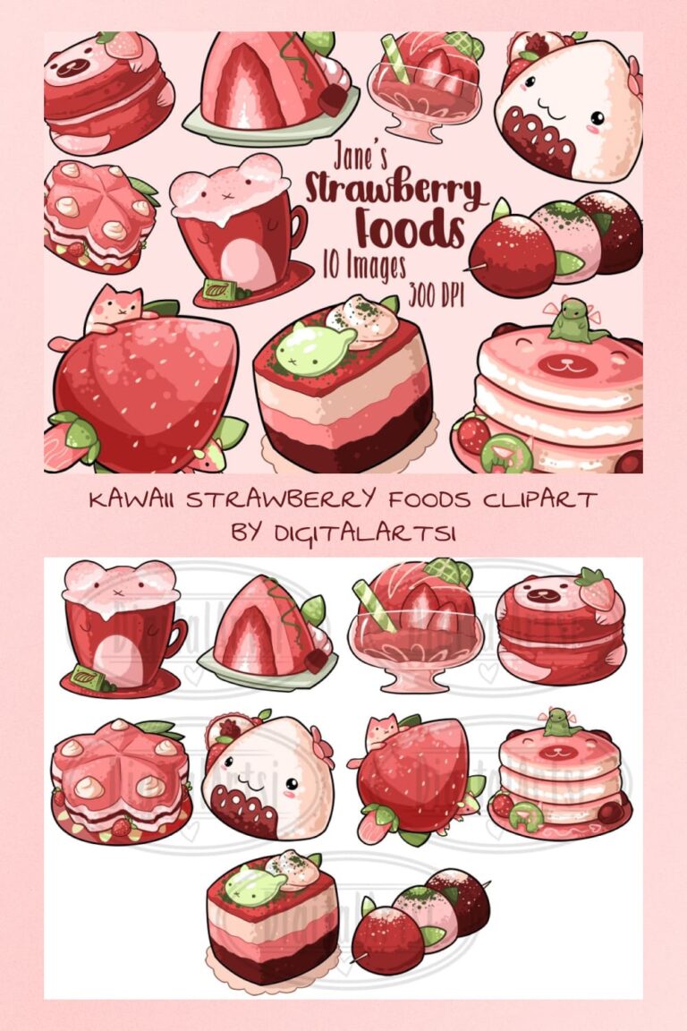 Kawaii Strawberry Foods Clipart – MasterBundles