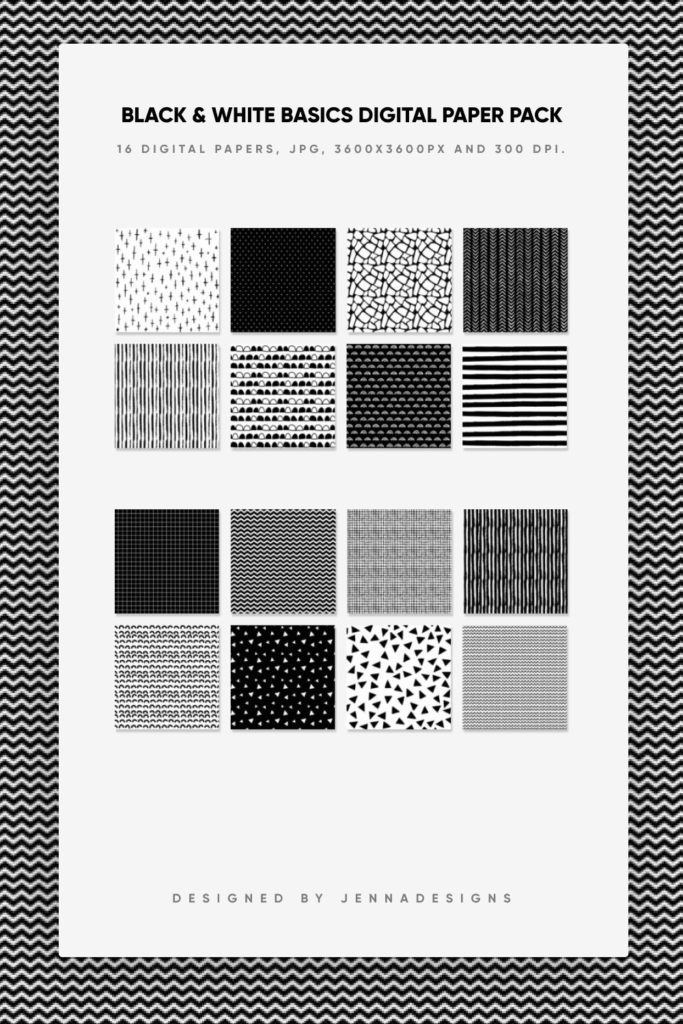 Black & White Basics Digital Paper Pack – MasterBundles