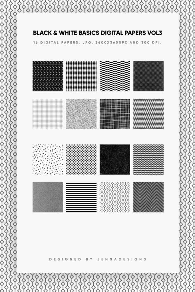 Black & White Basics Digital Paper Pack Vol. 3 – MasterBundles