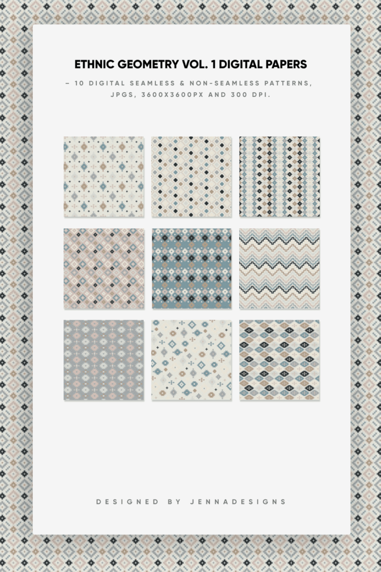 Ethnic Geometry Vol. 1 Digital Papers – MasterBundles
