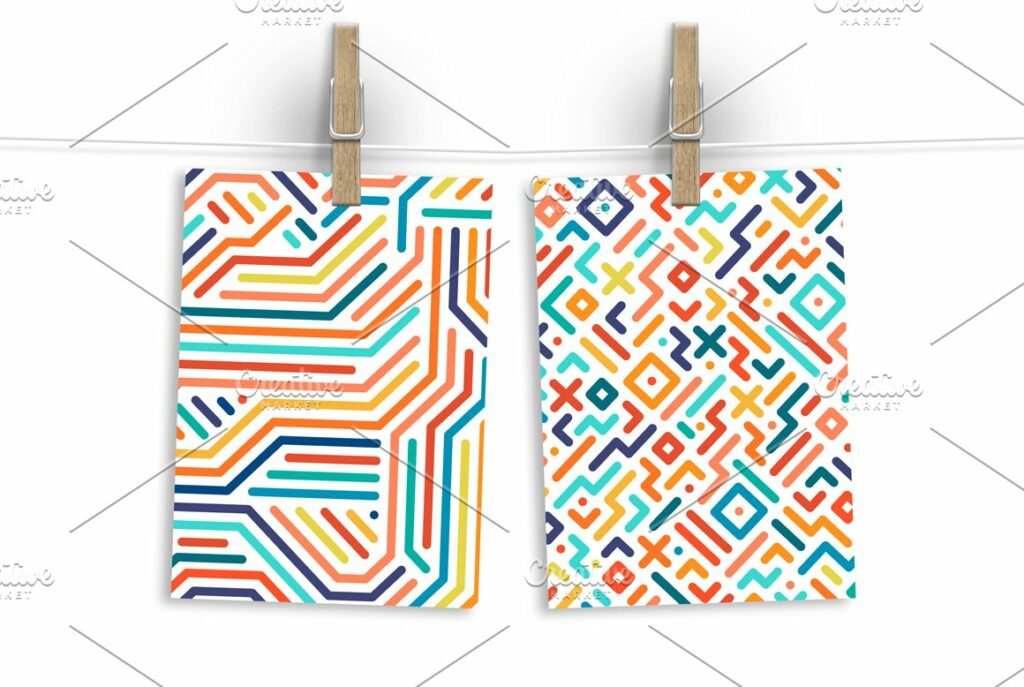 Colorful Geometric Striped Patterns – MasterBundles