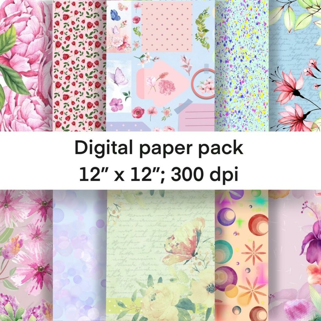 Digital paper pack 12" x 12", 300 dpi - MasterBundles