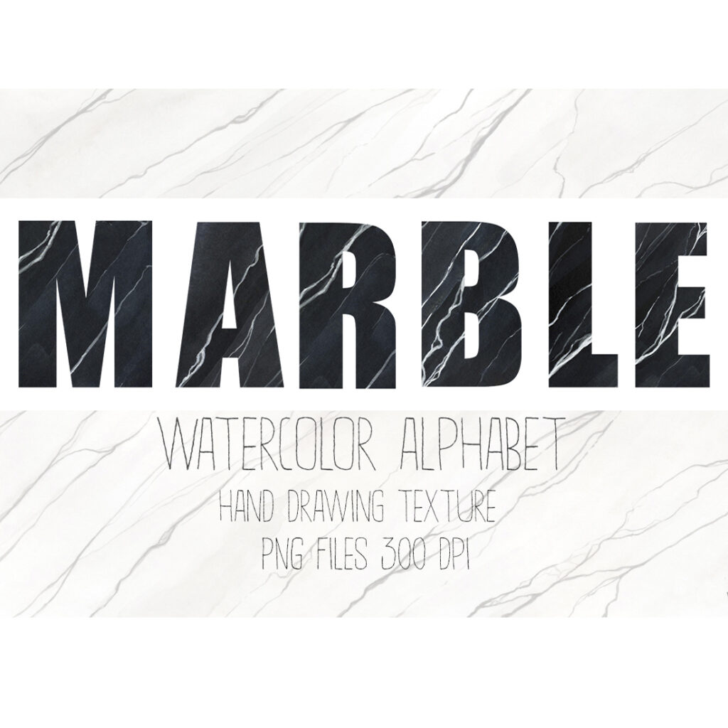 Marble watercolor alphabet - MasterBundles