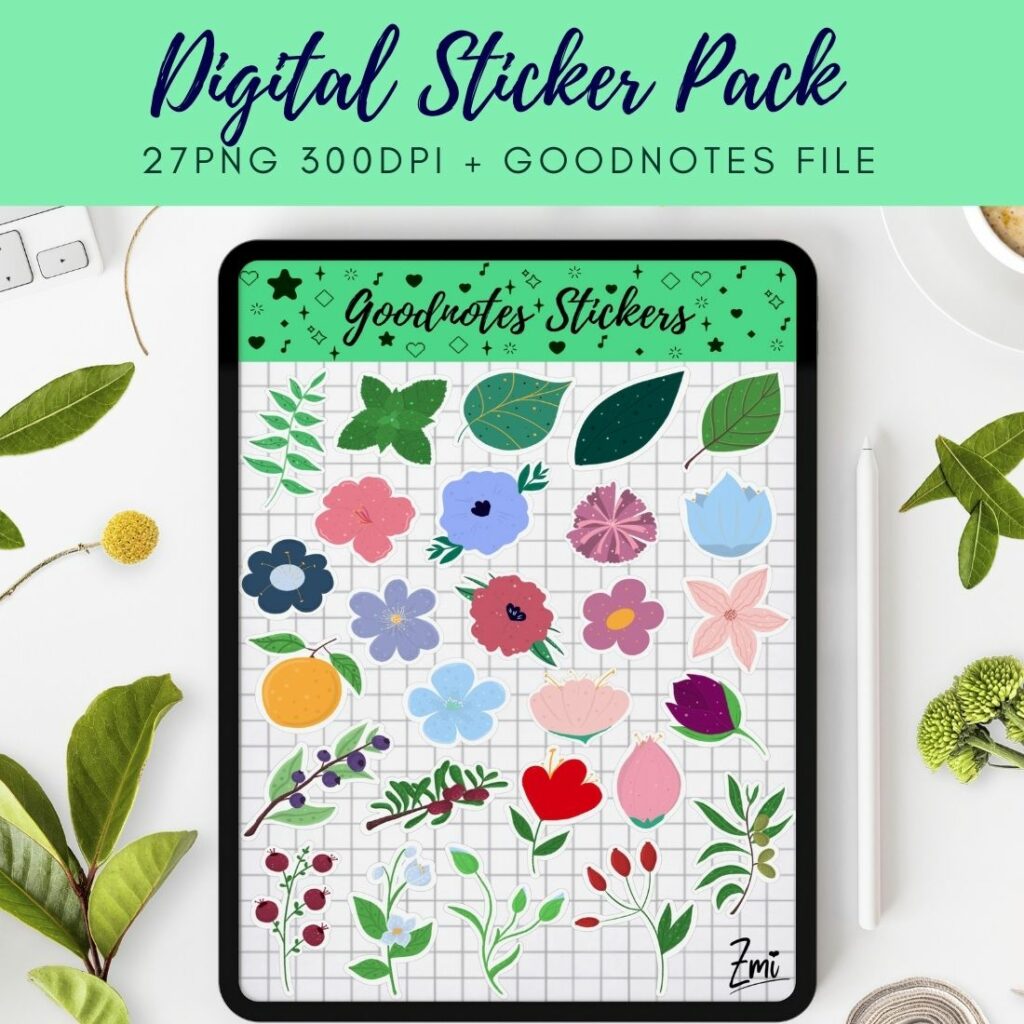 Botanical flowers and plants digital sticker pack - MasterBundles