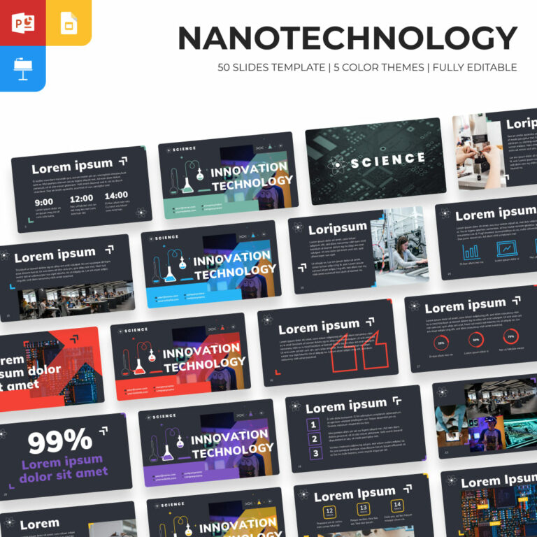 Nanotechnology Presentation Template: 50 Slides PPTX, KEY, Google ...