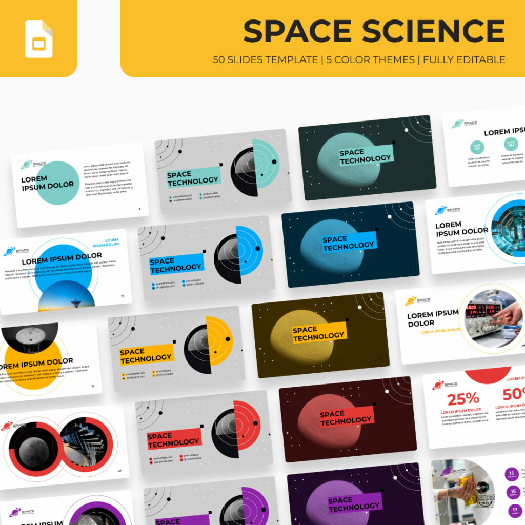 Space Science Presentation Template: 50 Slides PPTX, KEY, Google Slides ...