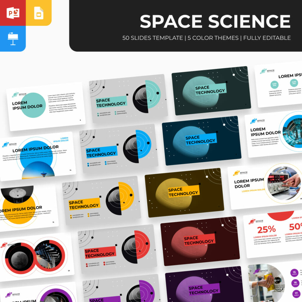 Space Science Presentation Template: 50 Slides PPTX, KEY, Google Slides ...