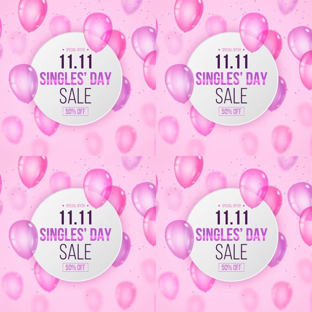 Pink Singles' Day with Realistic Balloons Free Vector – MasterBundles