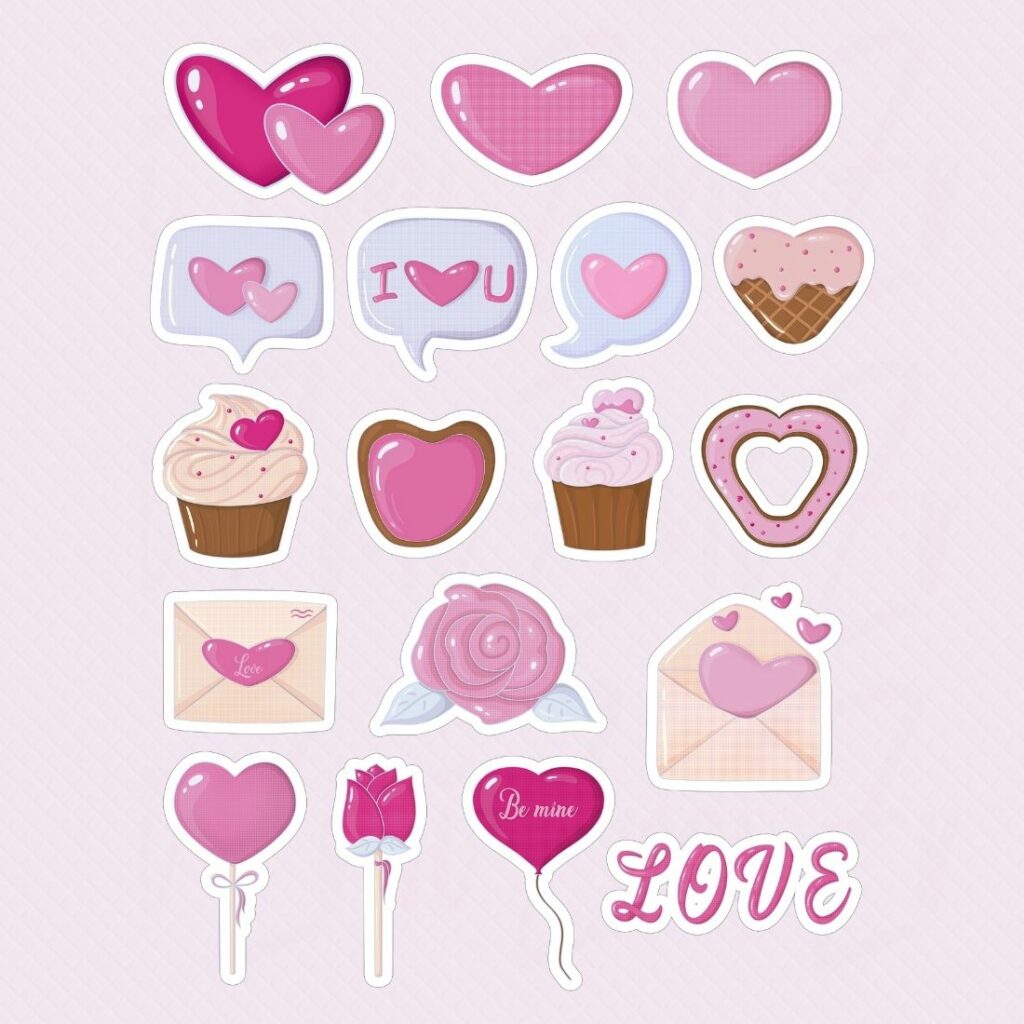 Valentines digital stickers pack - MasterBundles