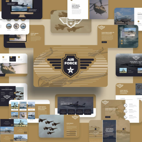 AirForce Presentation: 50 Slides PPTX, KEY, Google Slides – MasterBundles