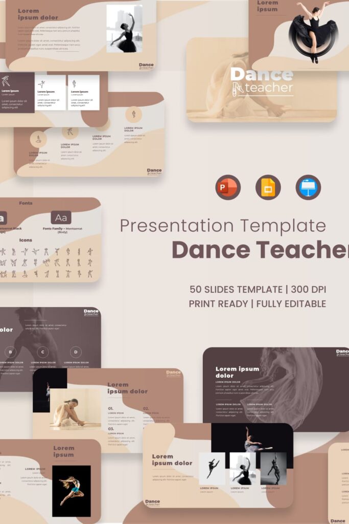 Dance Teacher Presentation: 50 Slides PPTX, KEY, Google Slides | Master ...