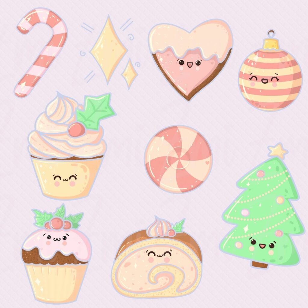 Kawaii Christmas Clipart - 17 png - MasterBundles