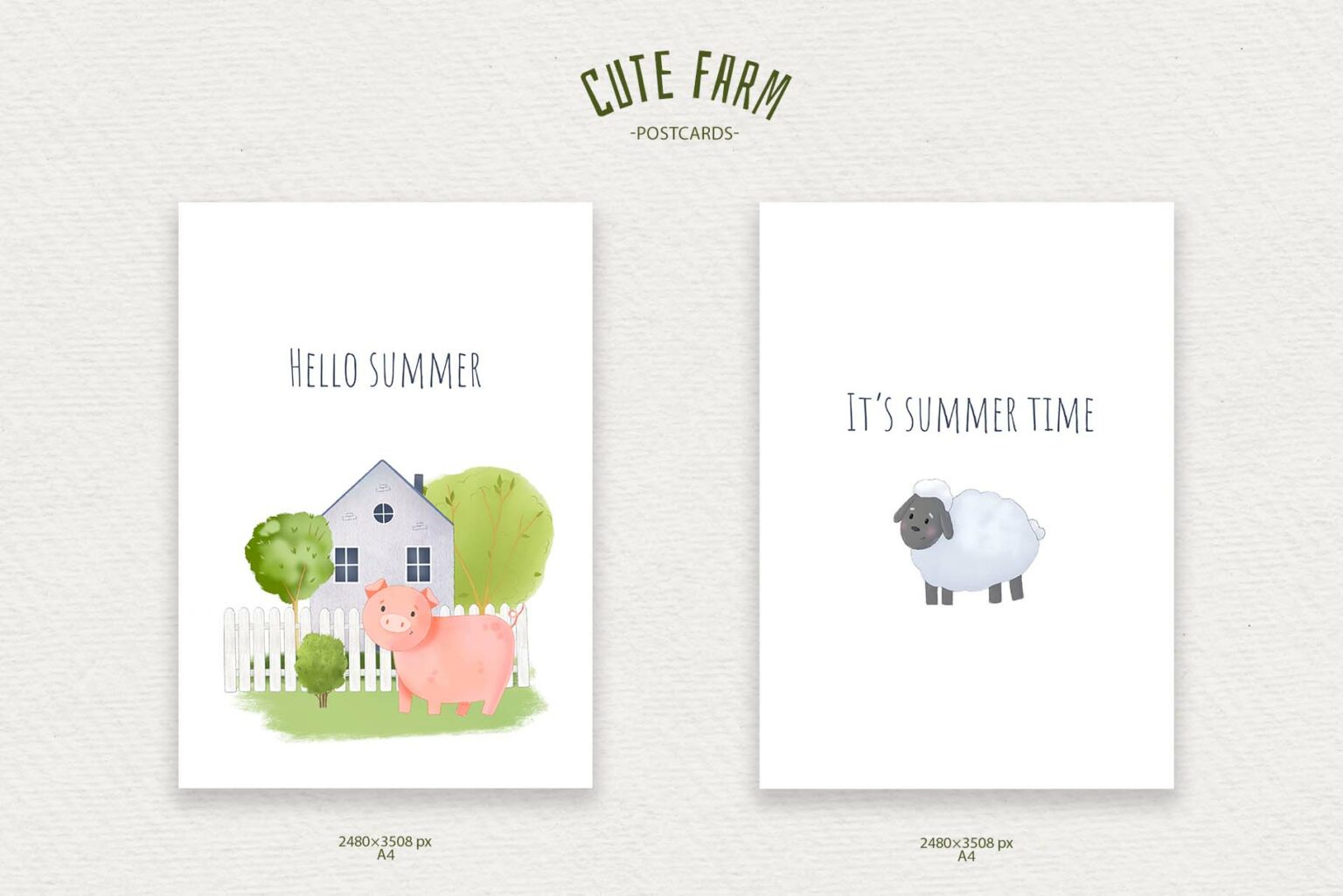 Cute farm collection of elements and compositions - MasterBundles