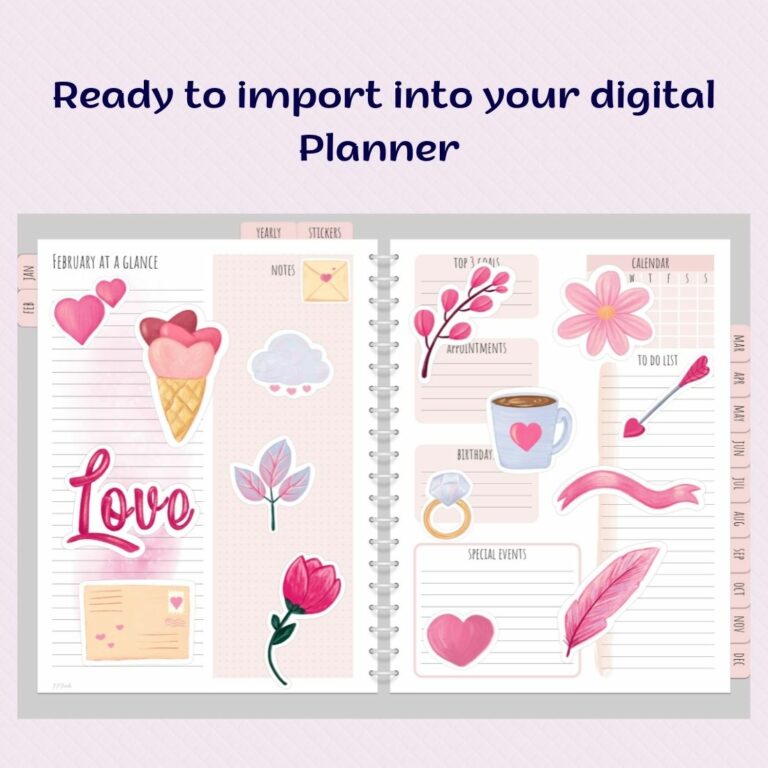 Valentine's Day Digital Stickers Pack PNG - MasterBundles