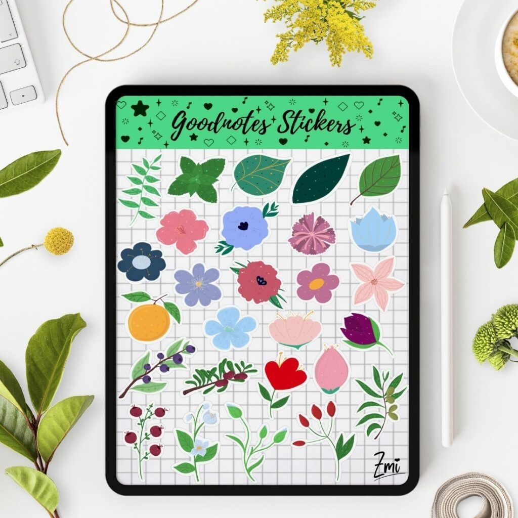 Botanical flowers and plants digital sticker pack - MasterBundles