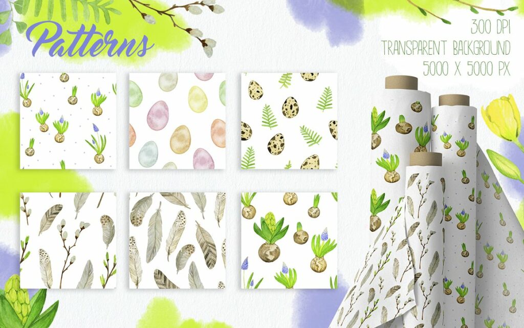 Rustic Easter watercolor set - MasterBundles