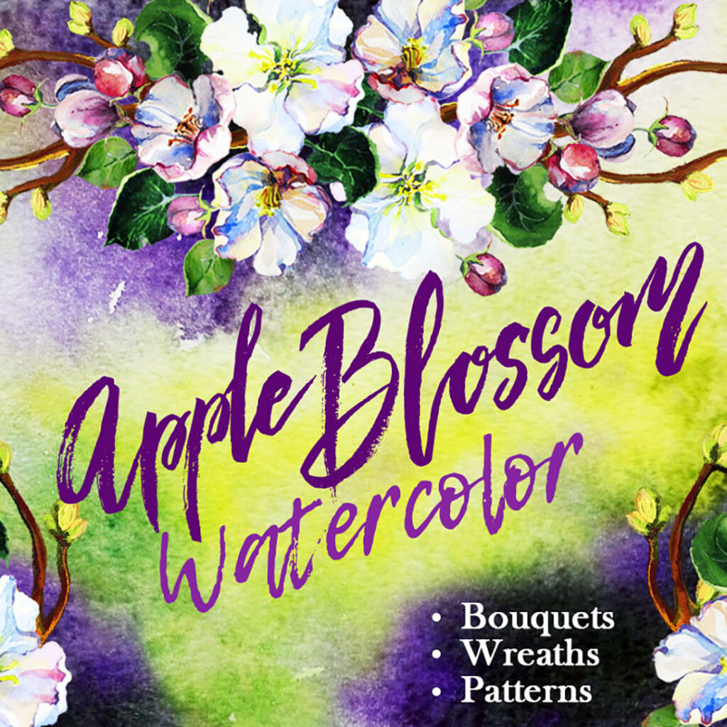 Apple blossom watercolor Clip Art - MasterBundles
