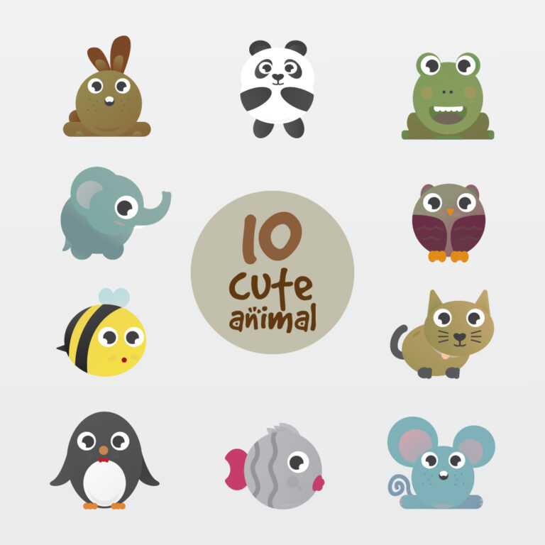 10 Cute animal character vector pack - only $9 - MasterBundles