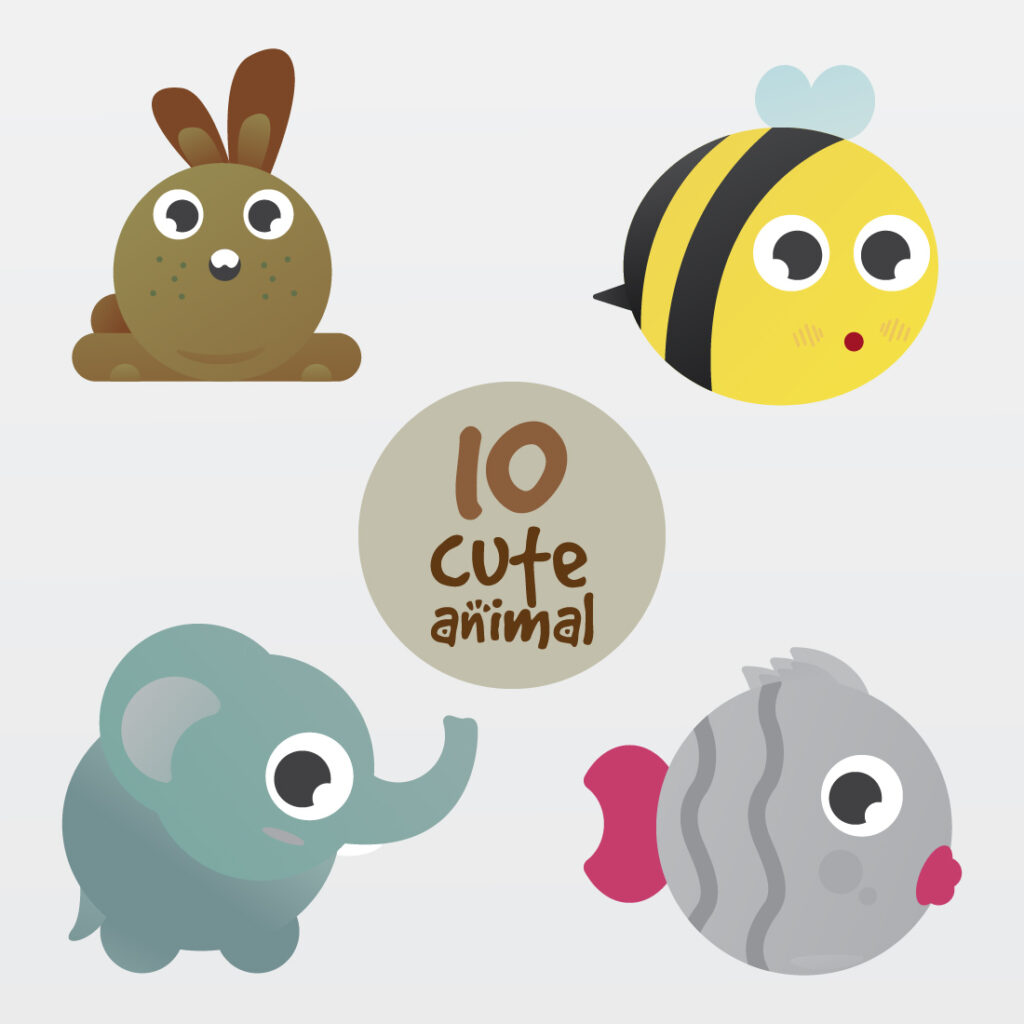 10 Cute animal character vector pack - only $9 - MasterBundles