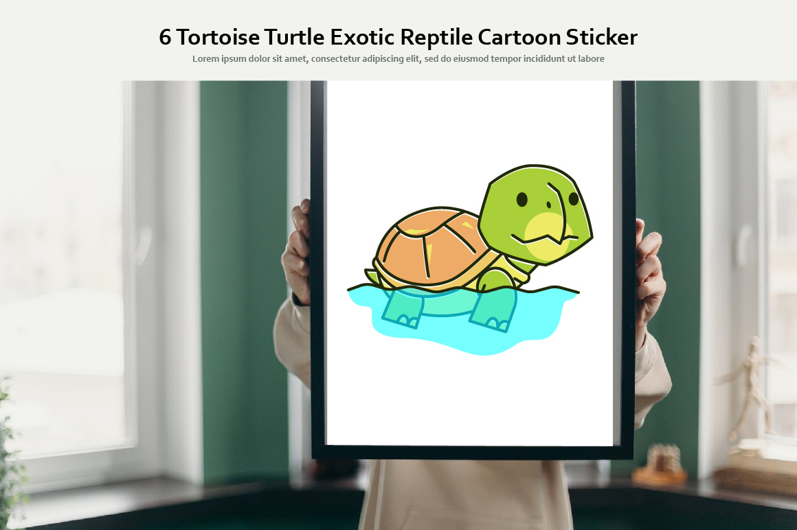 6 Tortoise Turtle Exotic Reptile Cartoon Sticker - MasterBundles