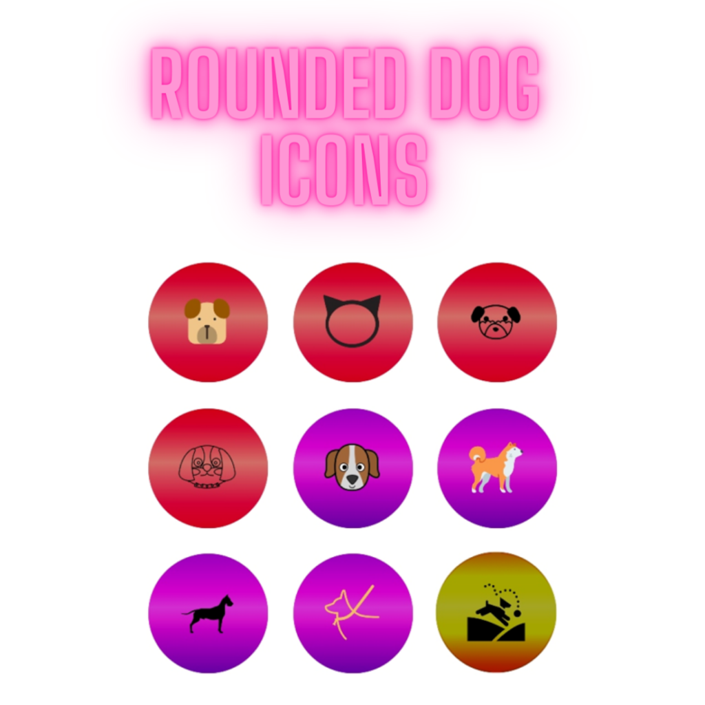 Rounded Dog Icons With Four Different Color Bases - MasterBundles