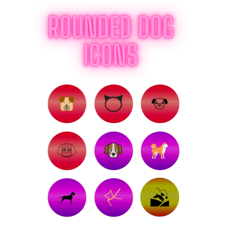 Rounded Dog Icons With Four Different Color Bases - MasterBundles