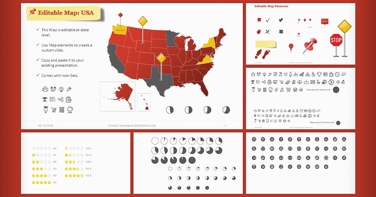 Editable USA Map with Elements.PP – MasterBundles