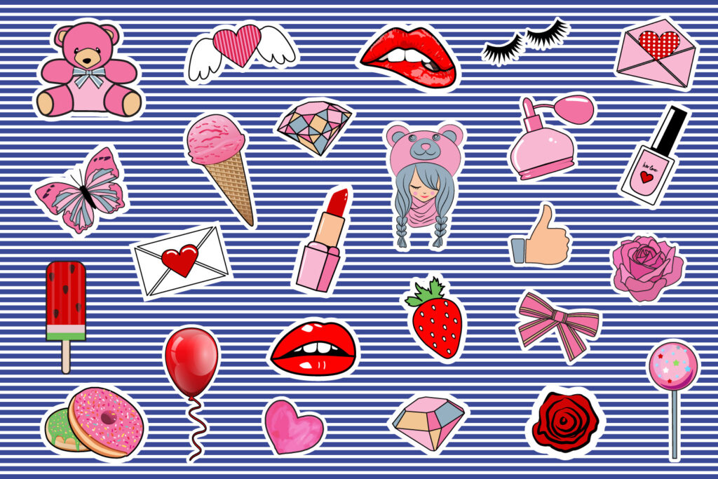 25 Сute girly stickers and patterns - MasterBundles