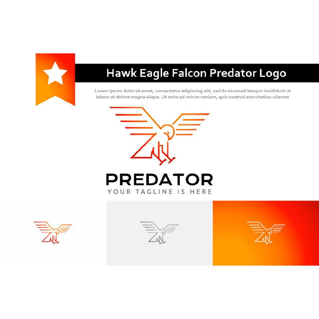 Hawk Eagle Falcon Wings Predator Bird Monoline Logo Template ...