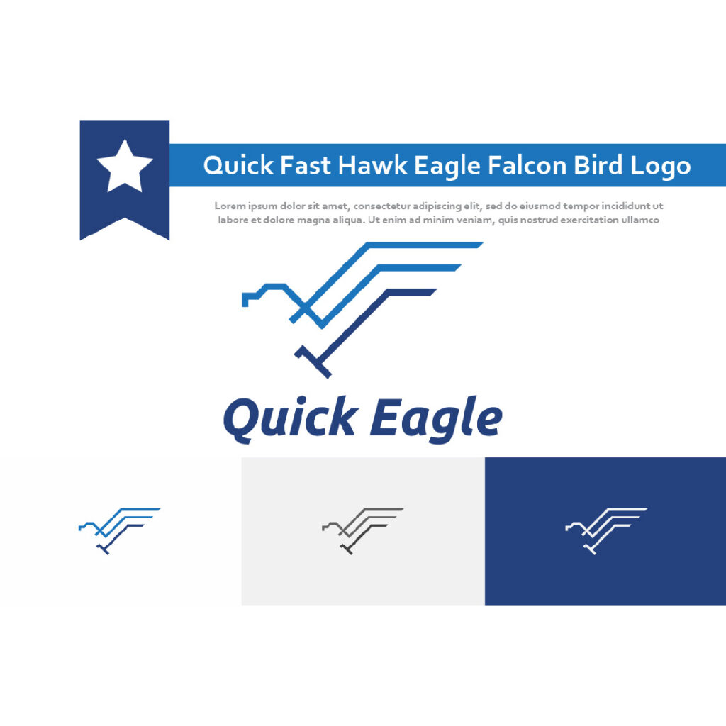 Quick Fast Hawk Eagle Falcon Flying Bird Monoline Logo Template ...