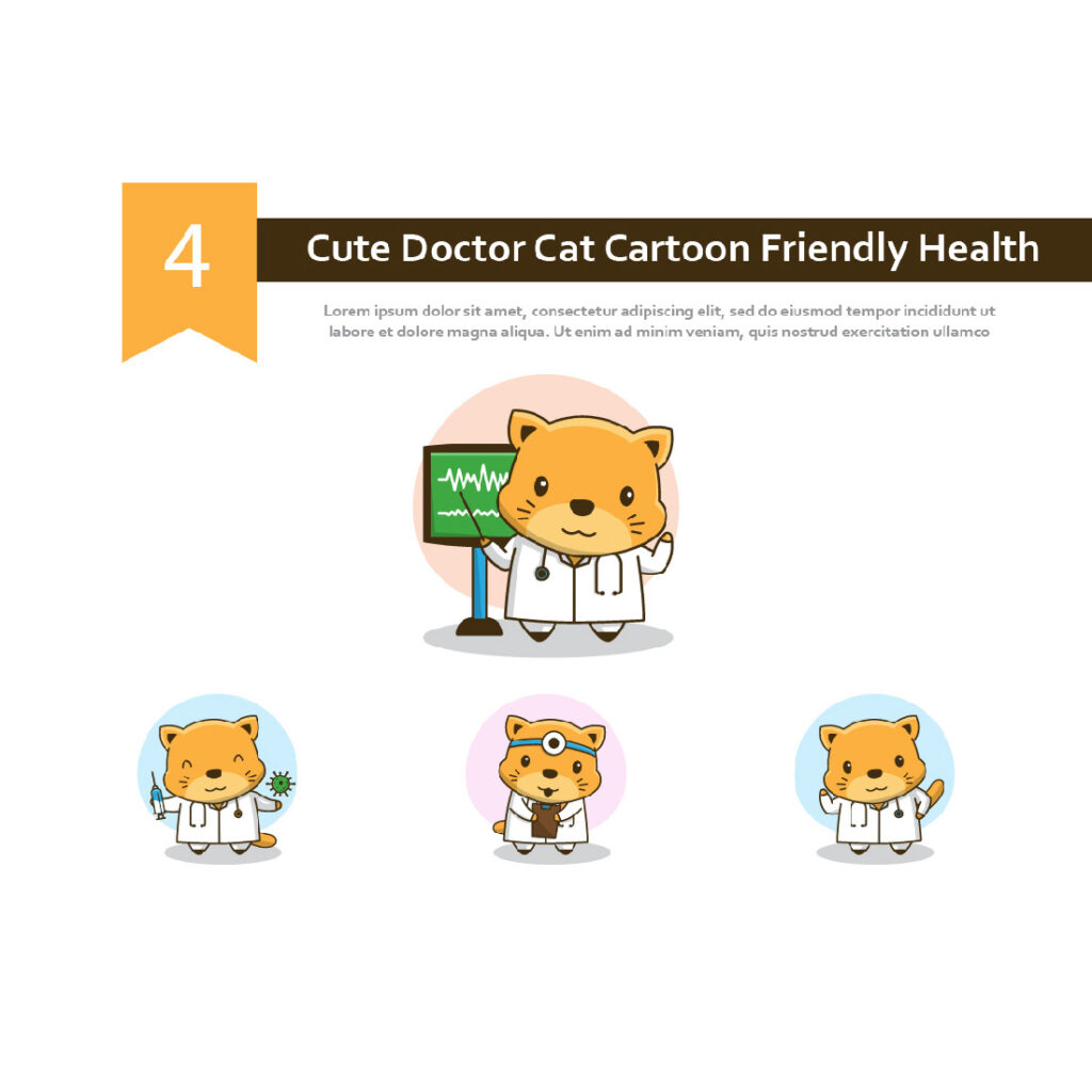 4 Cute Doctor Cat Cartoon Friendly Health - MasterBundles