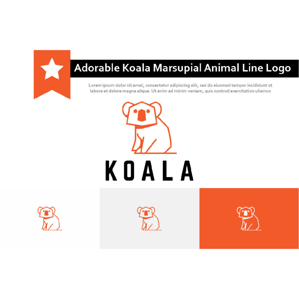 Adorable Koala Marsupial Animal Zoo Nature Line Logo | MasterBundles