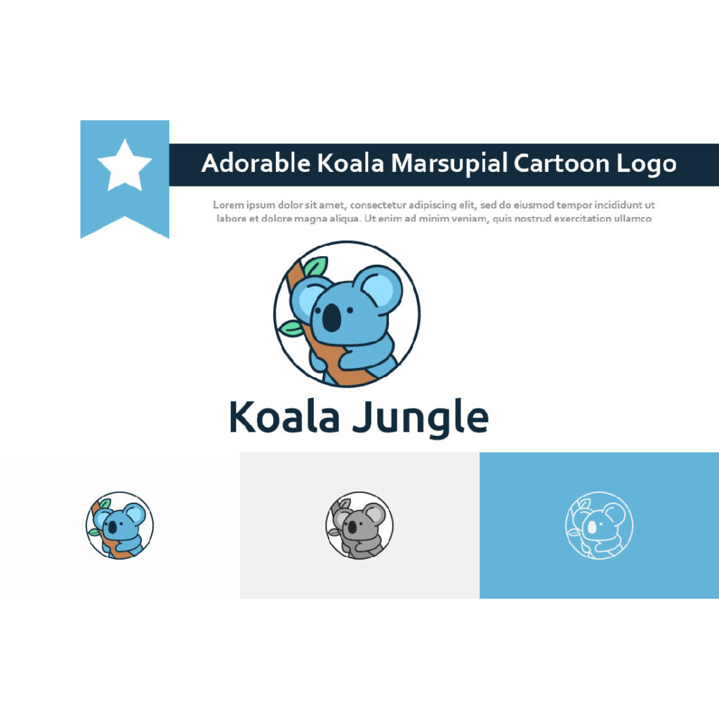 Adorable Koala Tree Marsupial Animal Zoo Cartoon Mascot Logo ...