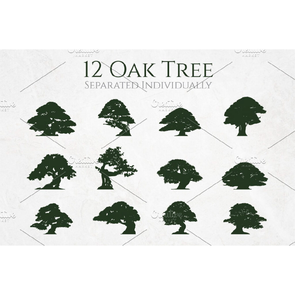Artistic Big Oak Tree Silhouette Set - MasterBundles