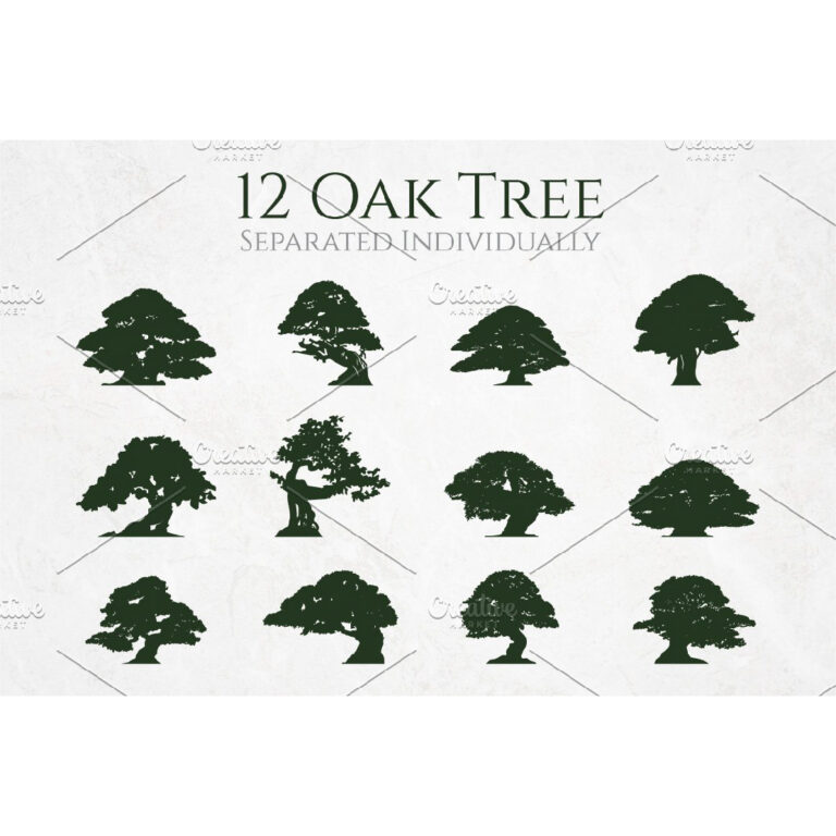 Artistic Big Oak Tree Silhouette Set - MasterBundles