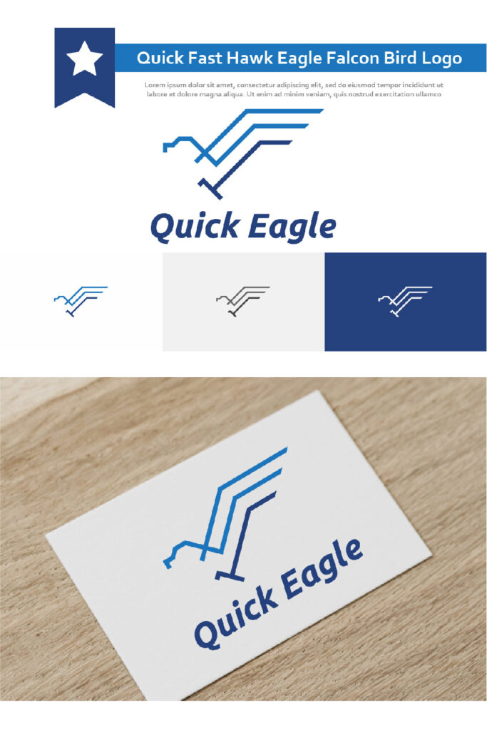 Quick Fast Hawk Eagle Falcon Flying Bird Monoline Logo Template ...