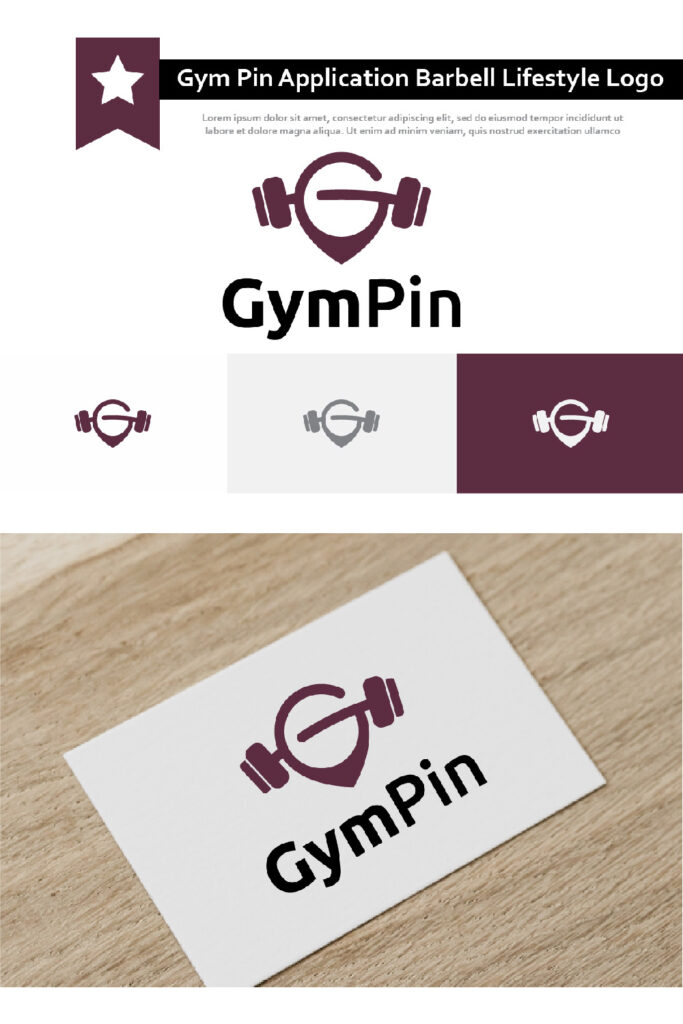 Gym Pin Application Strong Barbell Healthy Lifestyle Logo - MasterBundles