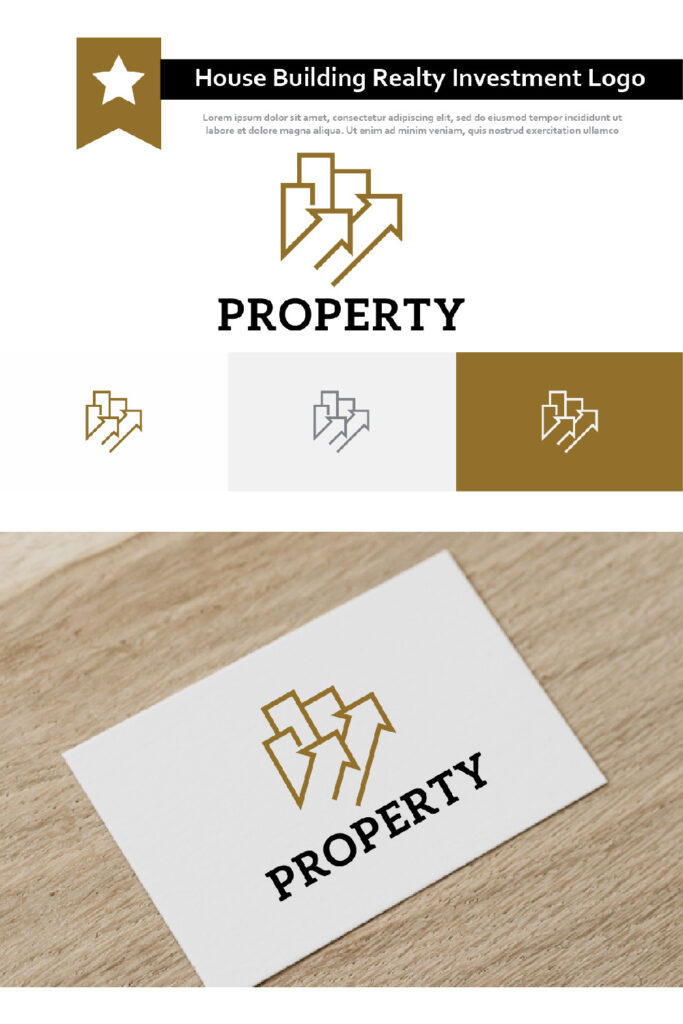 House Building Real Estate Realty Investment Up Arrow Logo | MasterBundles