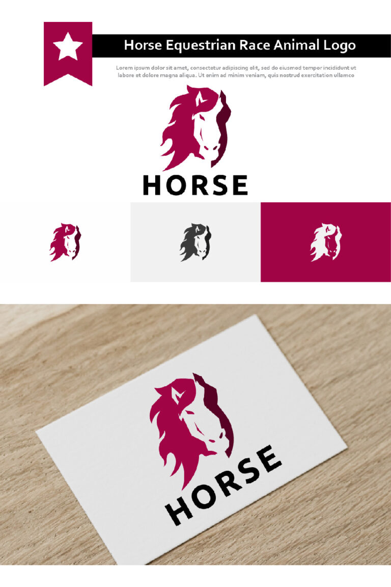 Horse Head Equestrian Race Nature Animal Abstract Logo - MasterBundles