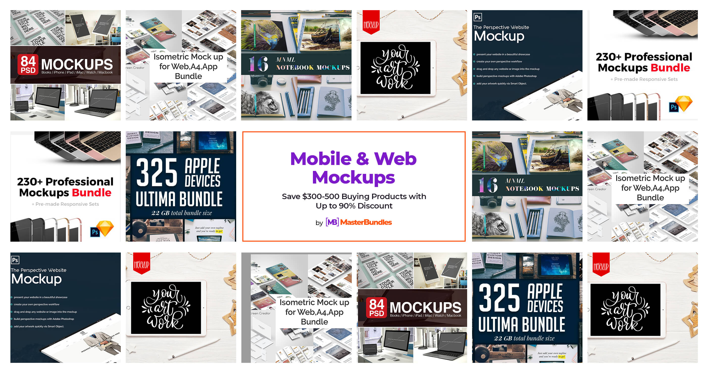 629+ Website & Mobile Mockups 2025 - MasterBundles